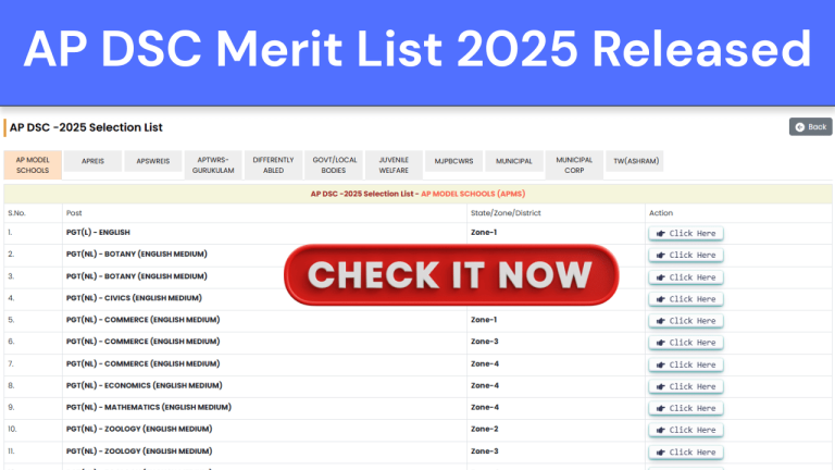 AP DSC Merit List 2025 Released – Check Results & Download PDF