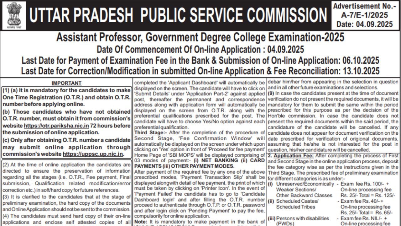 UPPSC Assistant Professor Syllabus 2025 Released – Full Subject List & Exam Pattern